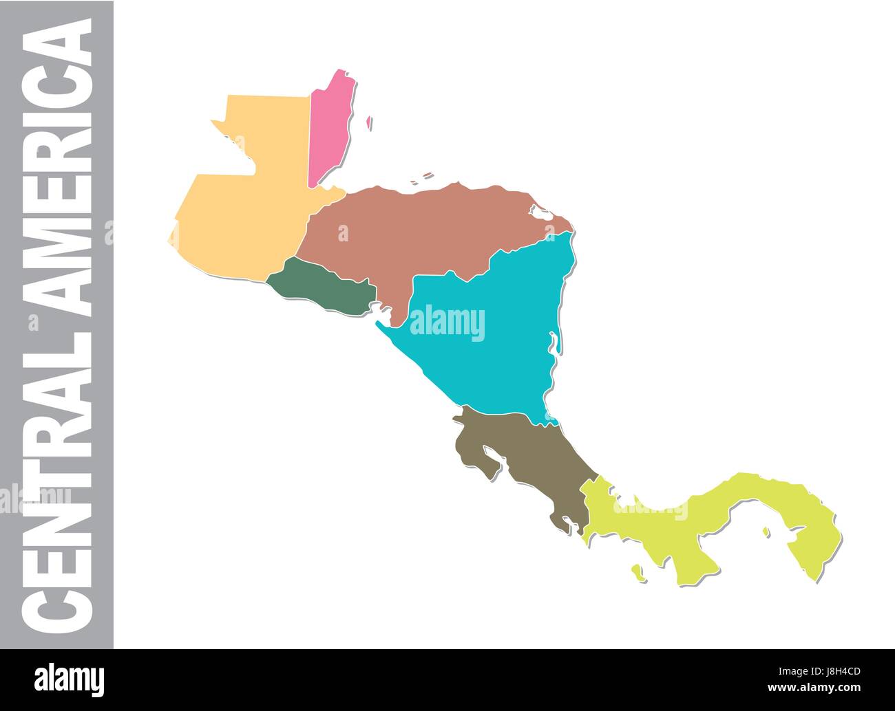 Colorful Central America administrative and political vector map Stock ...
