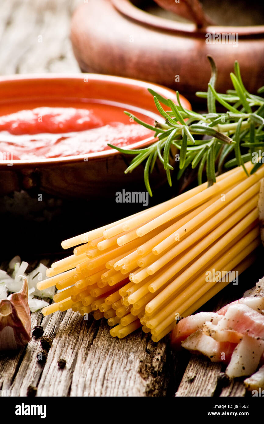 wood, spaghetti, cut, onion, garlic, pasta, recipe, rustical, rustic ...