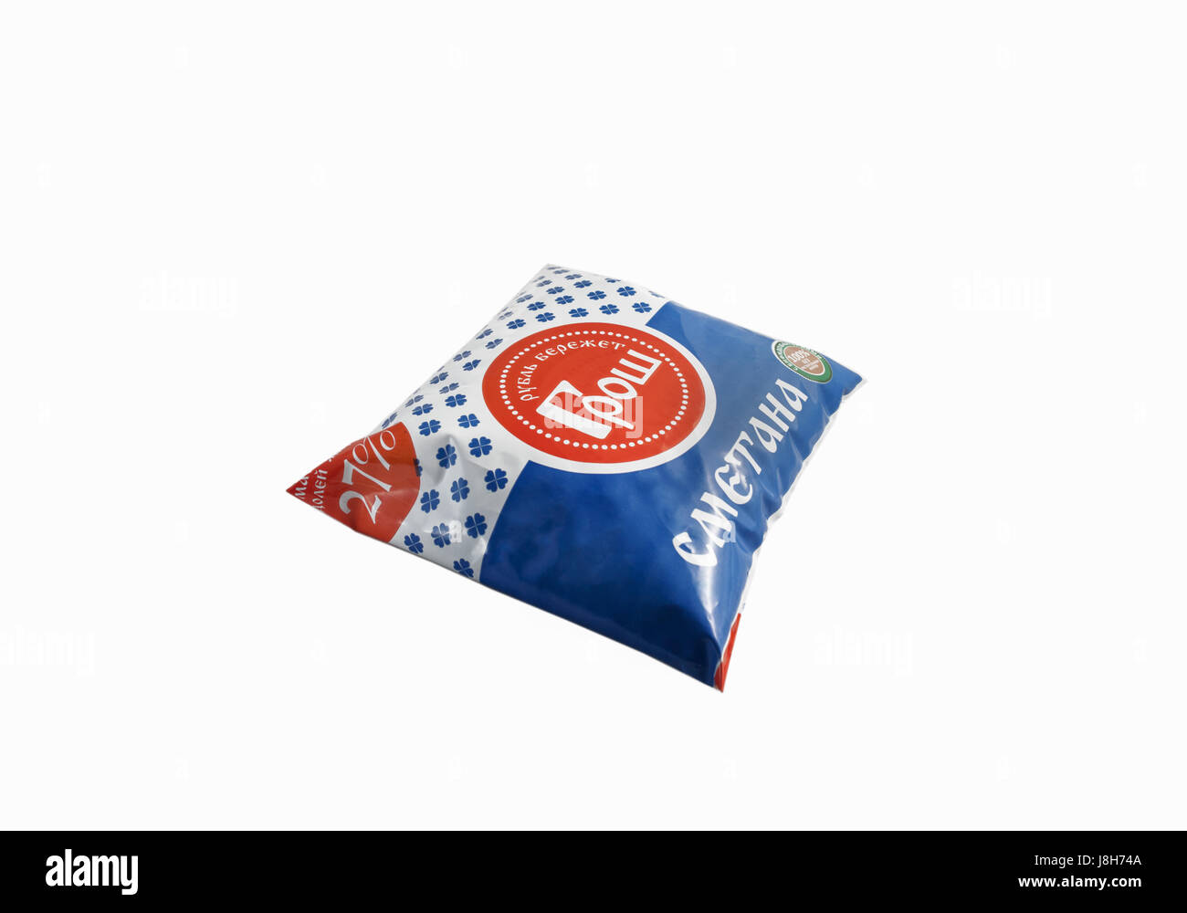 Example of design of packing for sour cream in a cellophane package ...