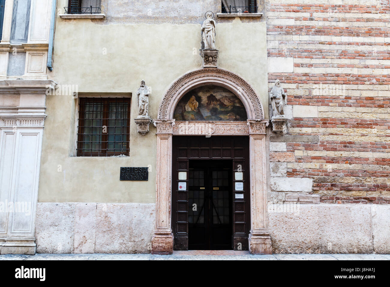 Medieval Doorway with Arch and Mural in Verona, Veneto, Italy Stock ...
