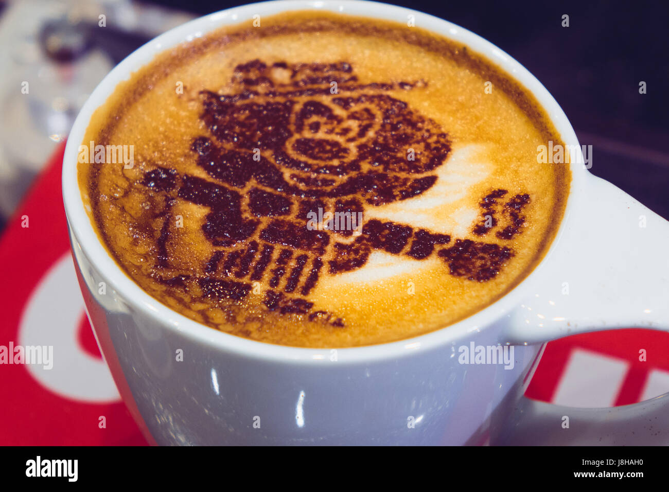 Cup of coffee with beautiful Latte art forms Stock Photo - Alamy