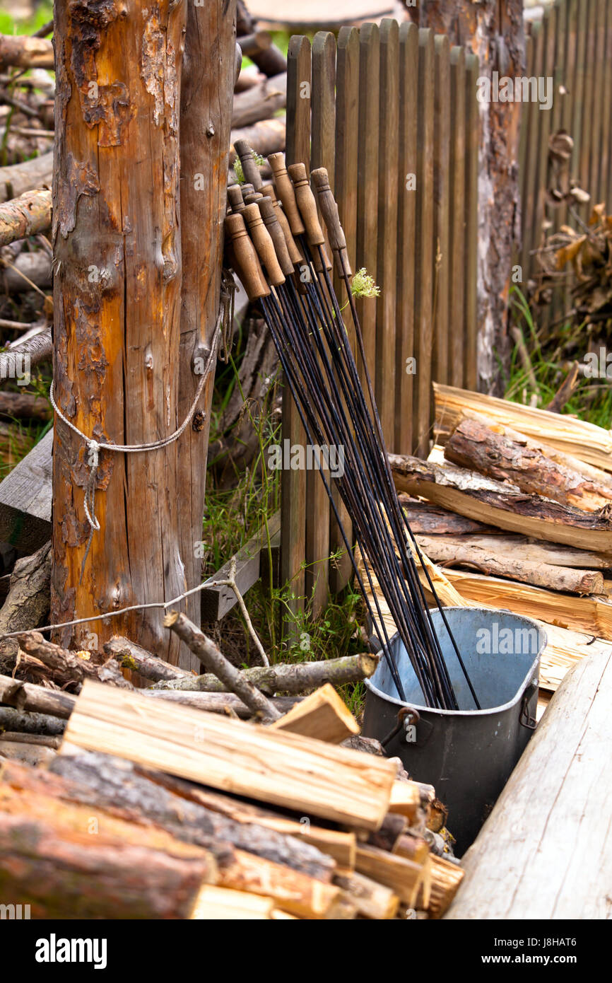grill, barbecue, barbeque, stick, wooden, colour, wood, summer ...