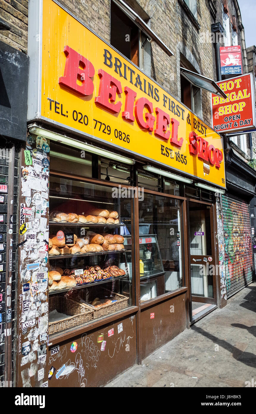 The Beigel Shop in London's popular Brick Lane in the East End of the ...
