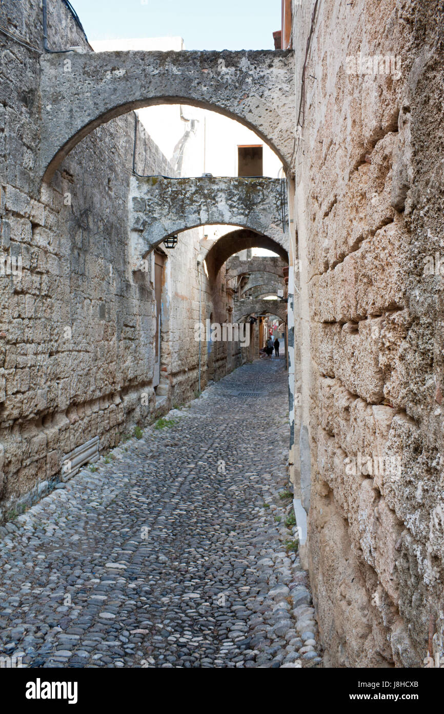 greece, cobblestone, medieval, old, street, road, travel, houses, city ...