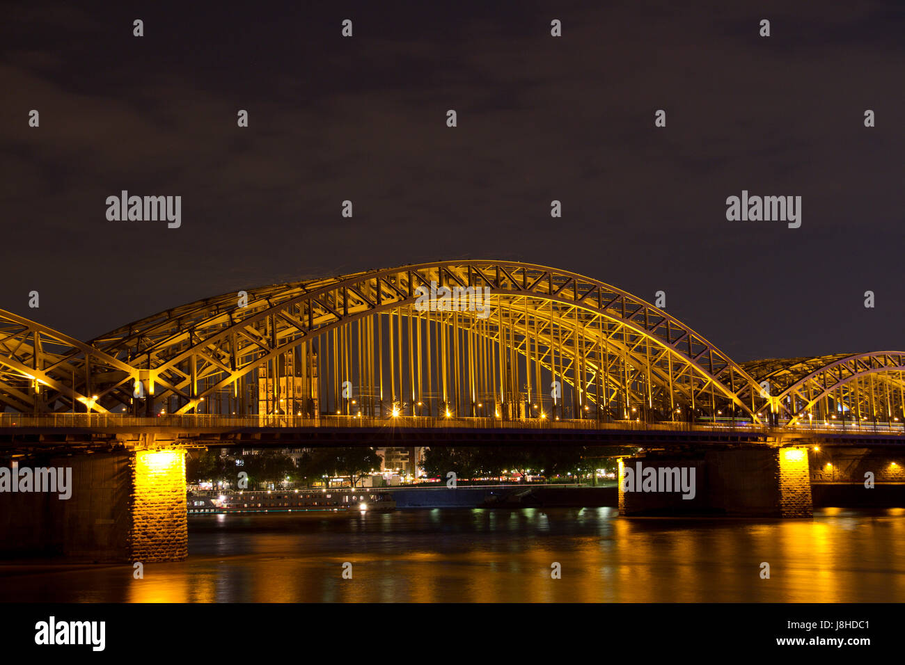 cologne, bridge, at night, night, nighttime, arc, arcs, shine, shines ...