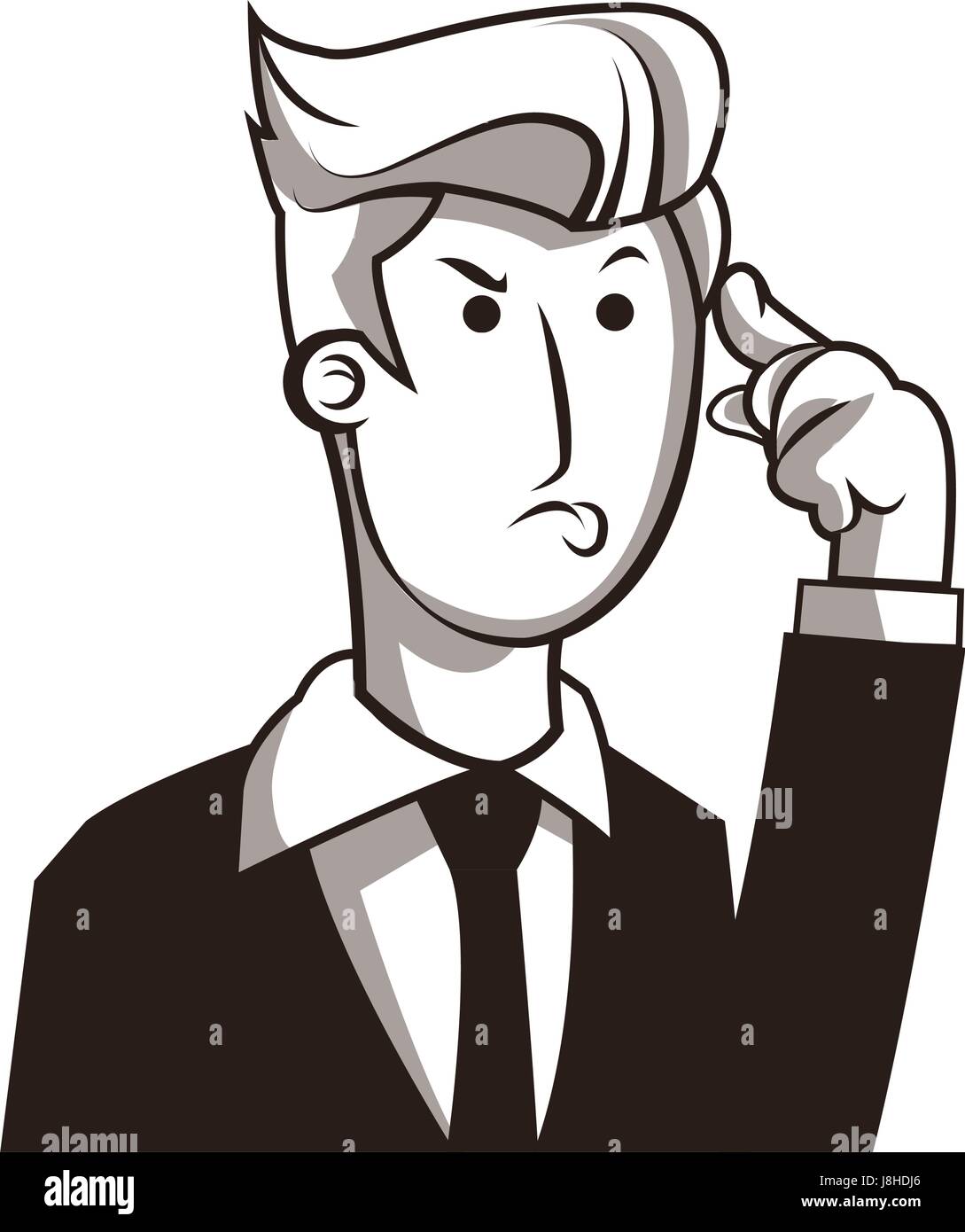 Cartoon Illustration Boss Thinking High Resolution Stock Photography ...