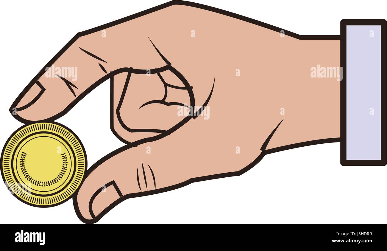 Hand put coin to stack Stock Vector Images - Alamy