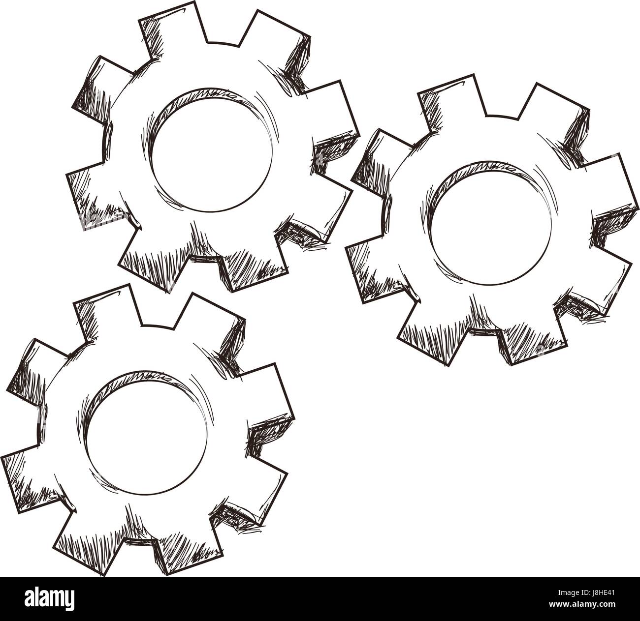 gear mechanical collaboration team, engraving design Stock Vector Image ...