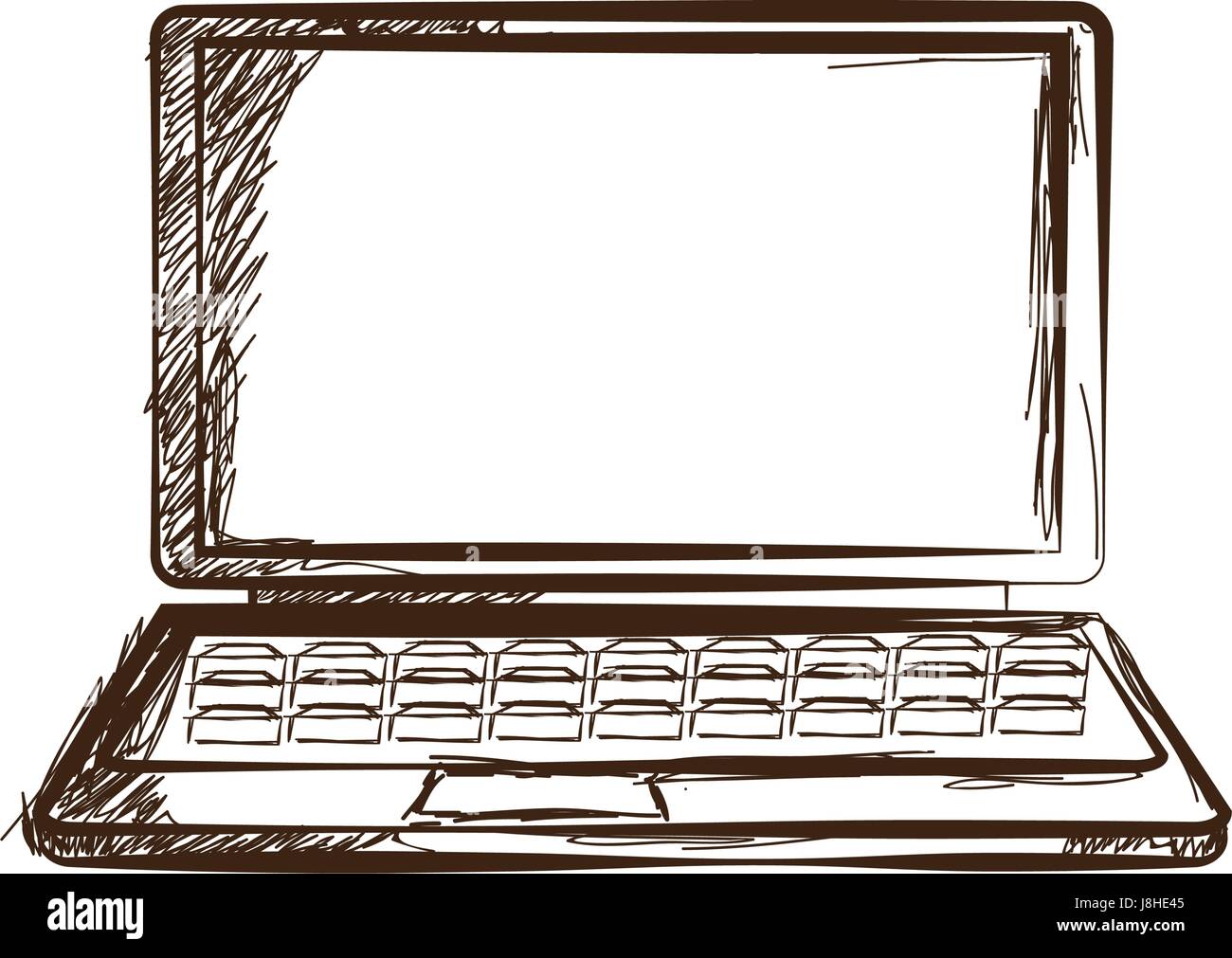 laptop hand drawn sketch doodle gadget engraved Stock Vector Image ...