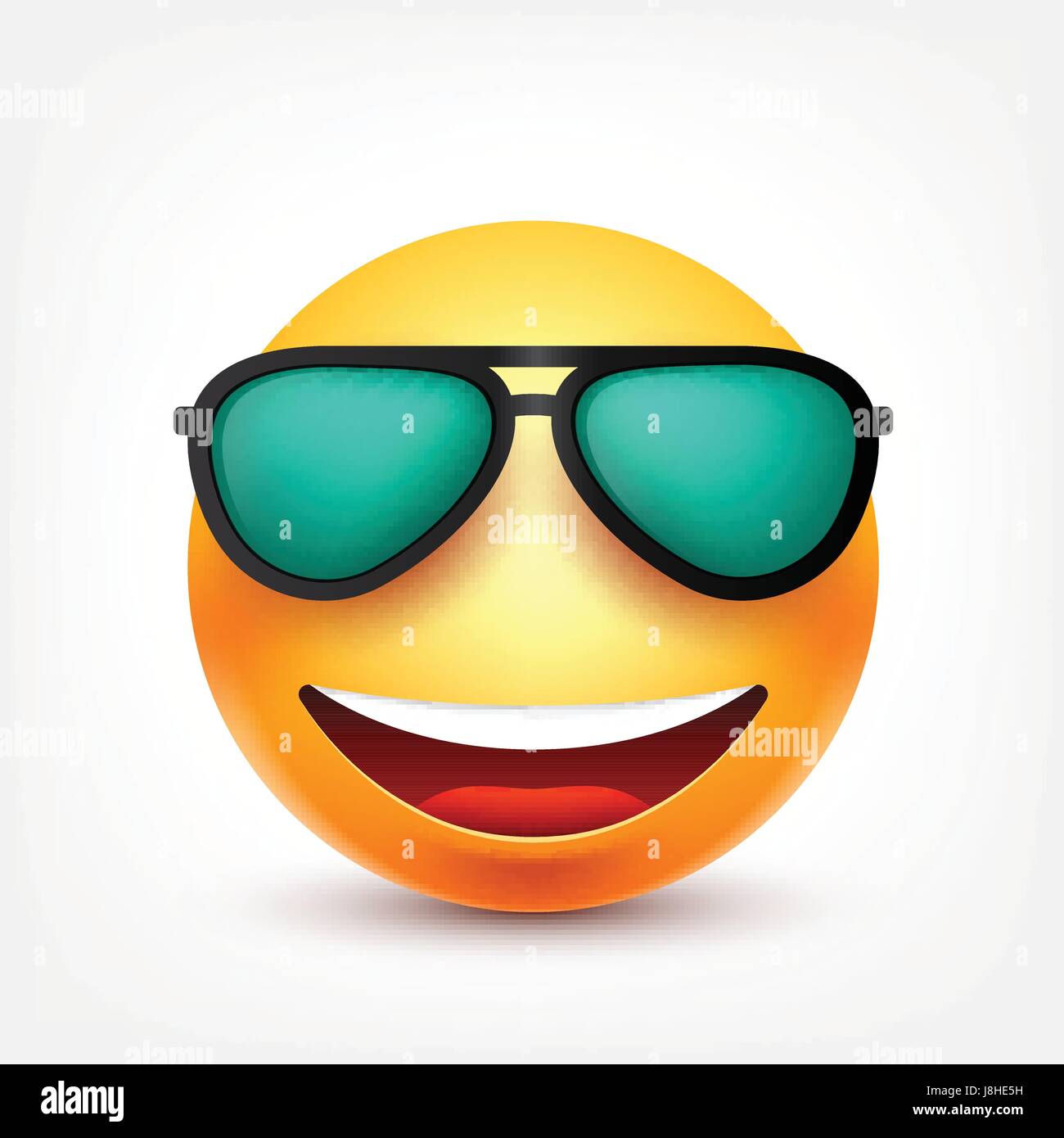 Smiley with glasses,smiling emoticon. Yellow face with emotions. Facial ...