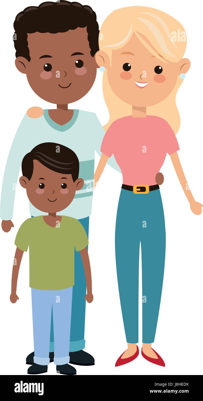 cute family multiracial happy relation image Stock Vector Image & Art ...