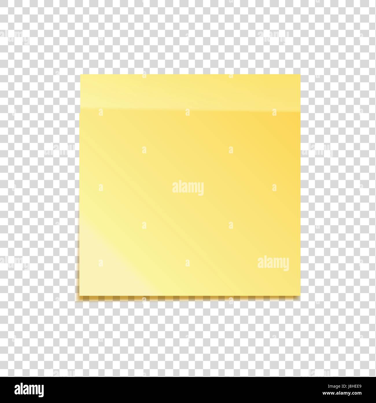 Sticky note with shadow isolated on transparent background. Yellow ...
