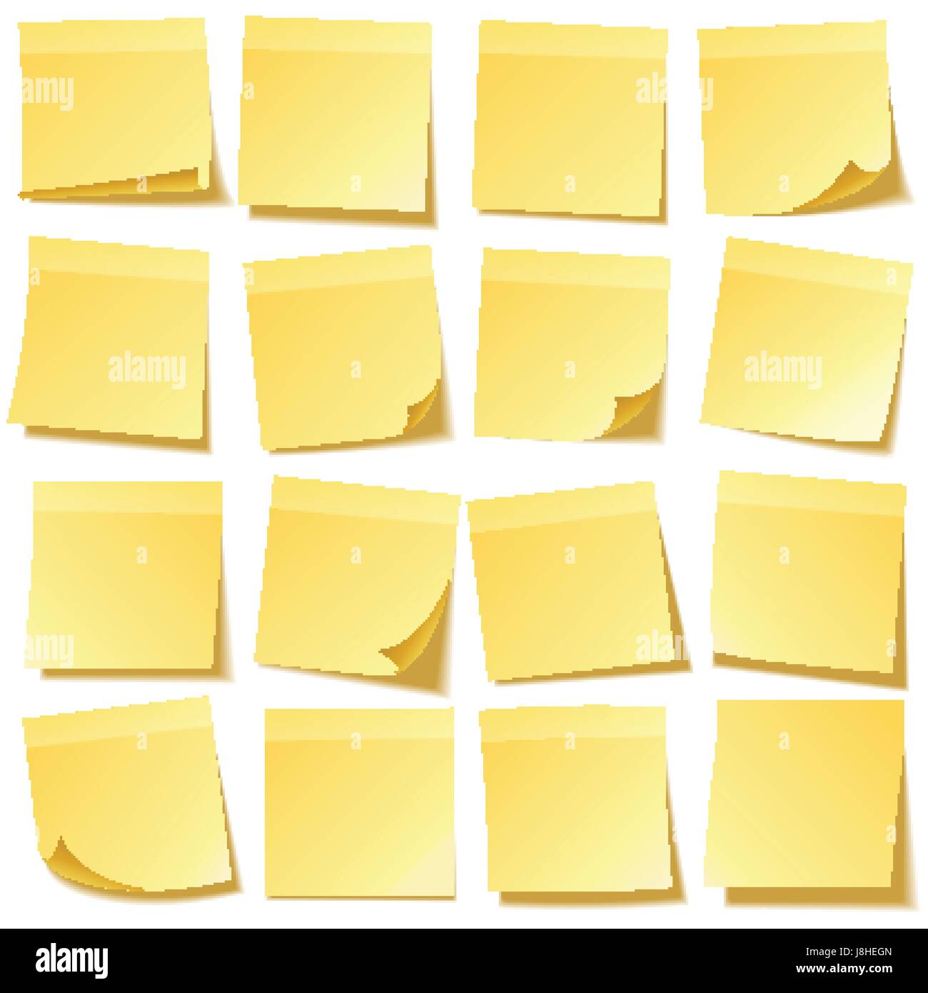Sticky note with shadow isolated on transparent background set. Yellow ...