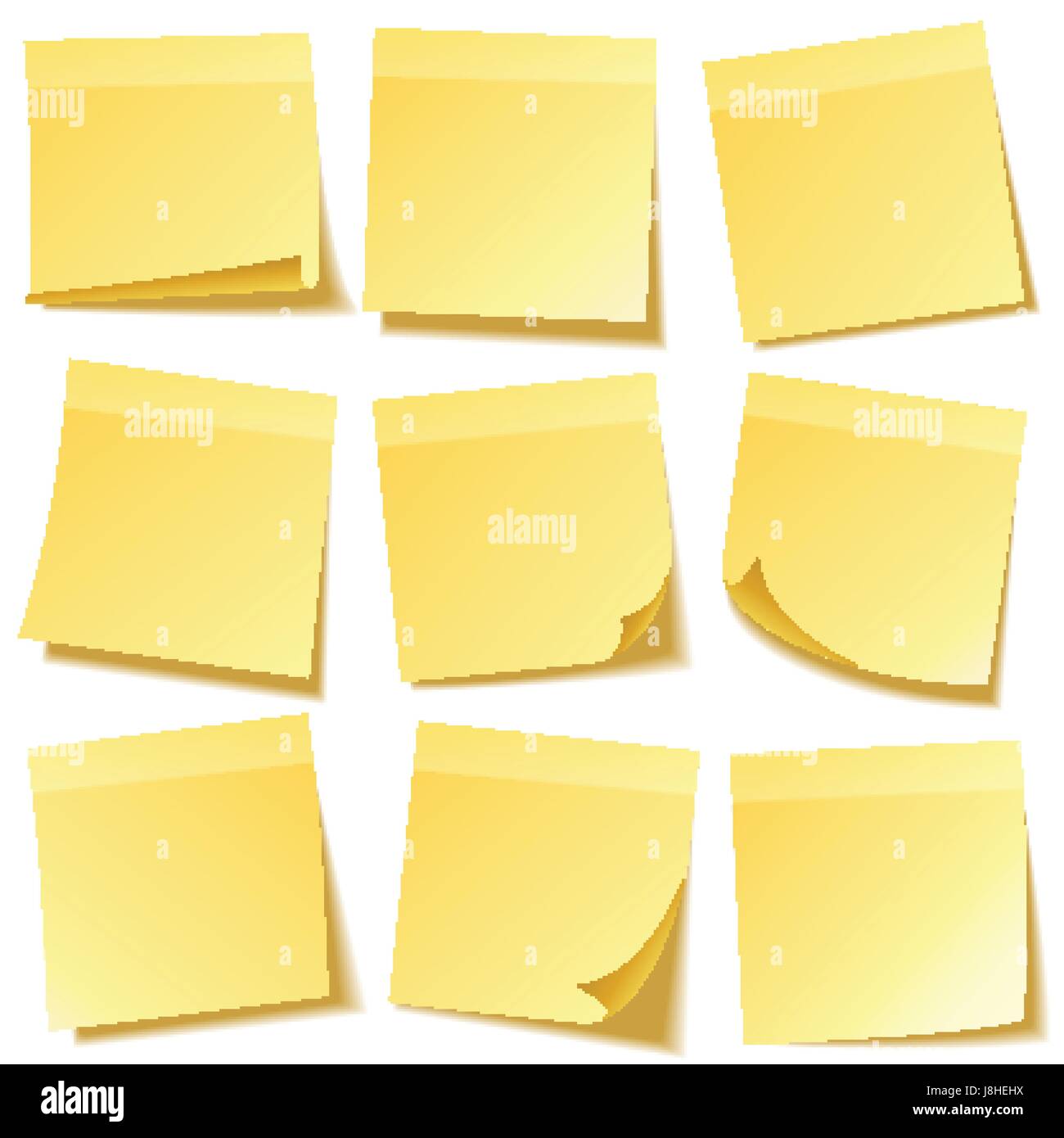 Sticky note with shadow isolated on transparent background set. Yellow ...