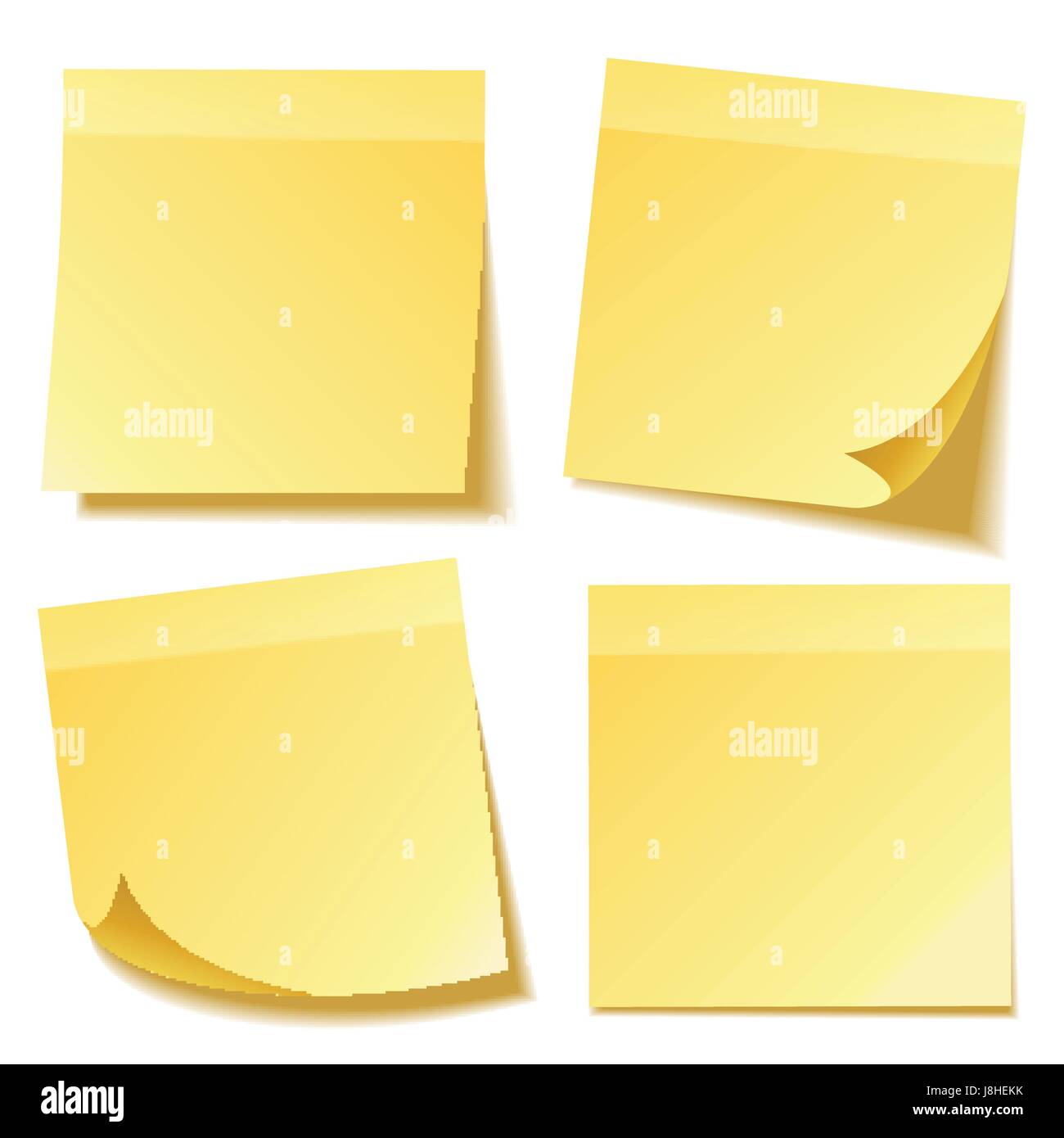 Sticky note with shadow isolated on transparent background set. Yellow ...