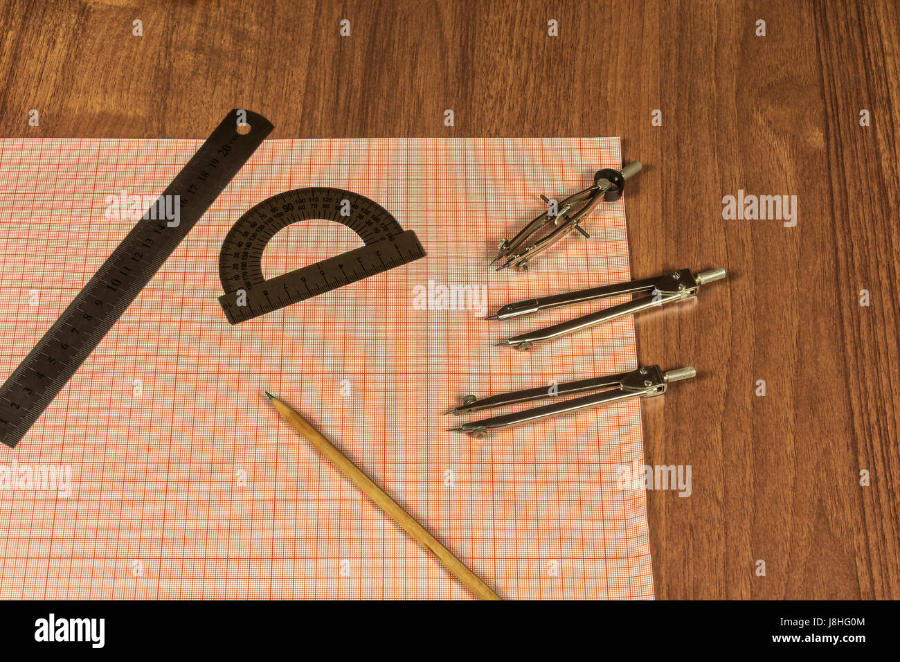 Millimeter paper and drawing accessories Stock Photo - Alamy