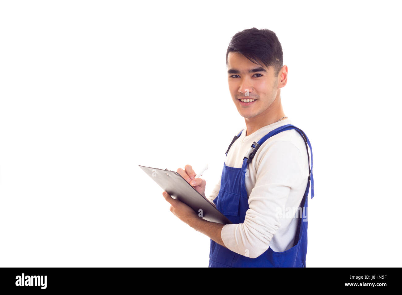 Man in overalls on Cut Out Stock Images & Pictures - Alamy