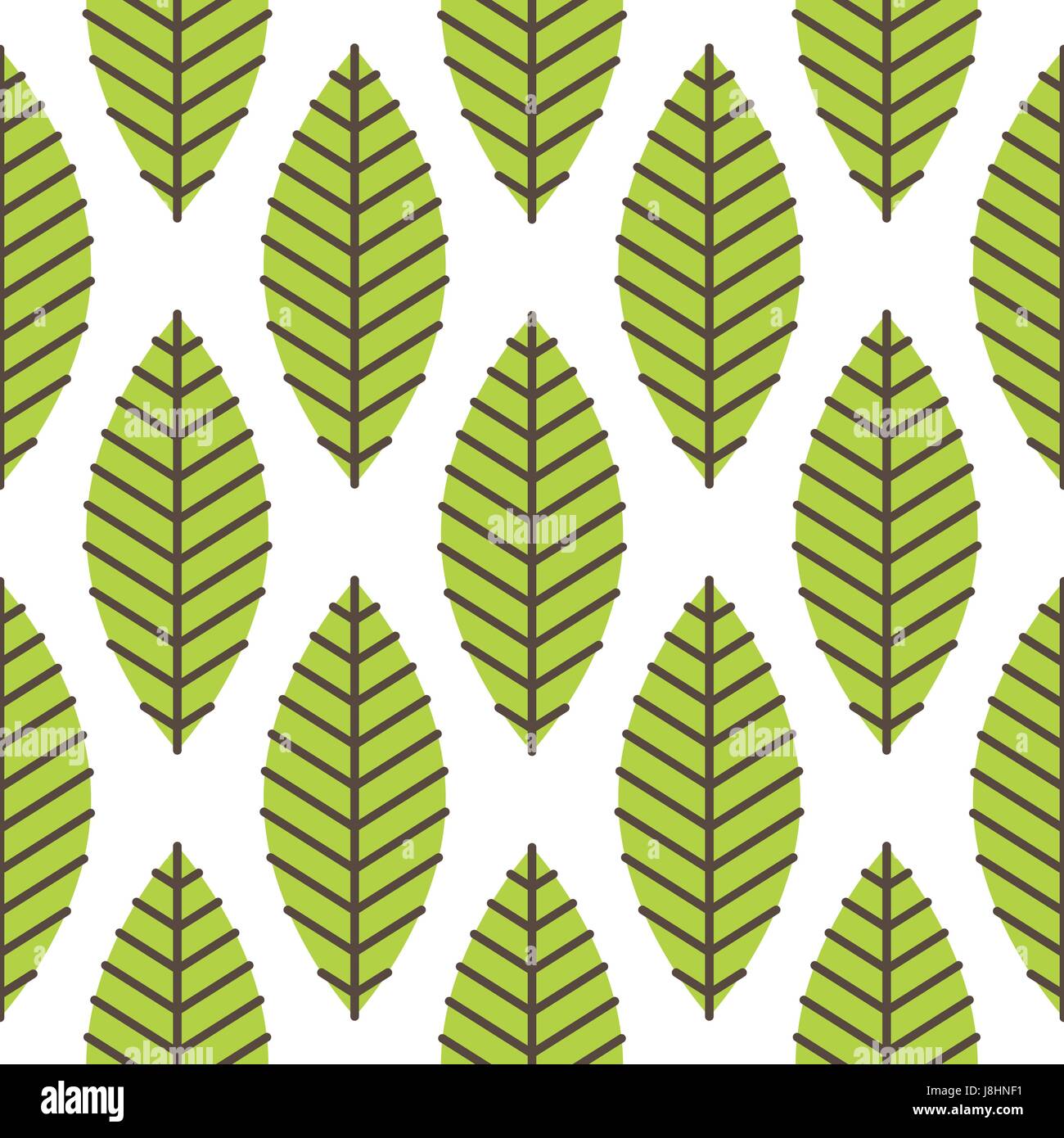 Green leaves vector seamless pattern. Leaf rows background for textile ...