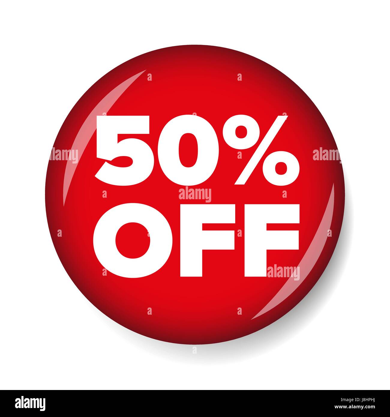 Fifty percent off button red Stock Vector Image & Art - Alamy