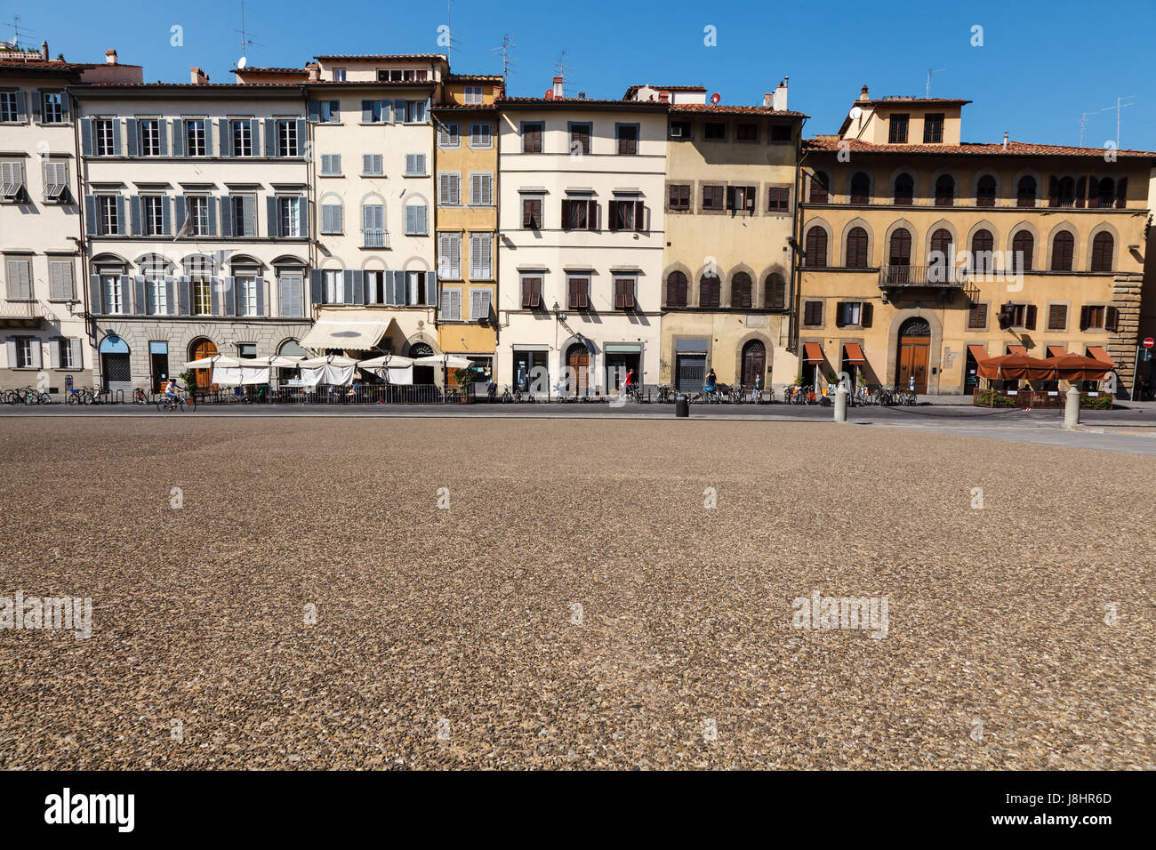 Colorful Houses Facades on Piazza dei Pitti in Florence, Italy Stock ...