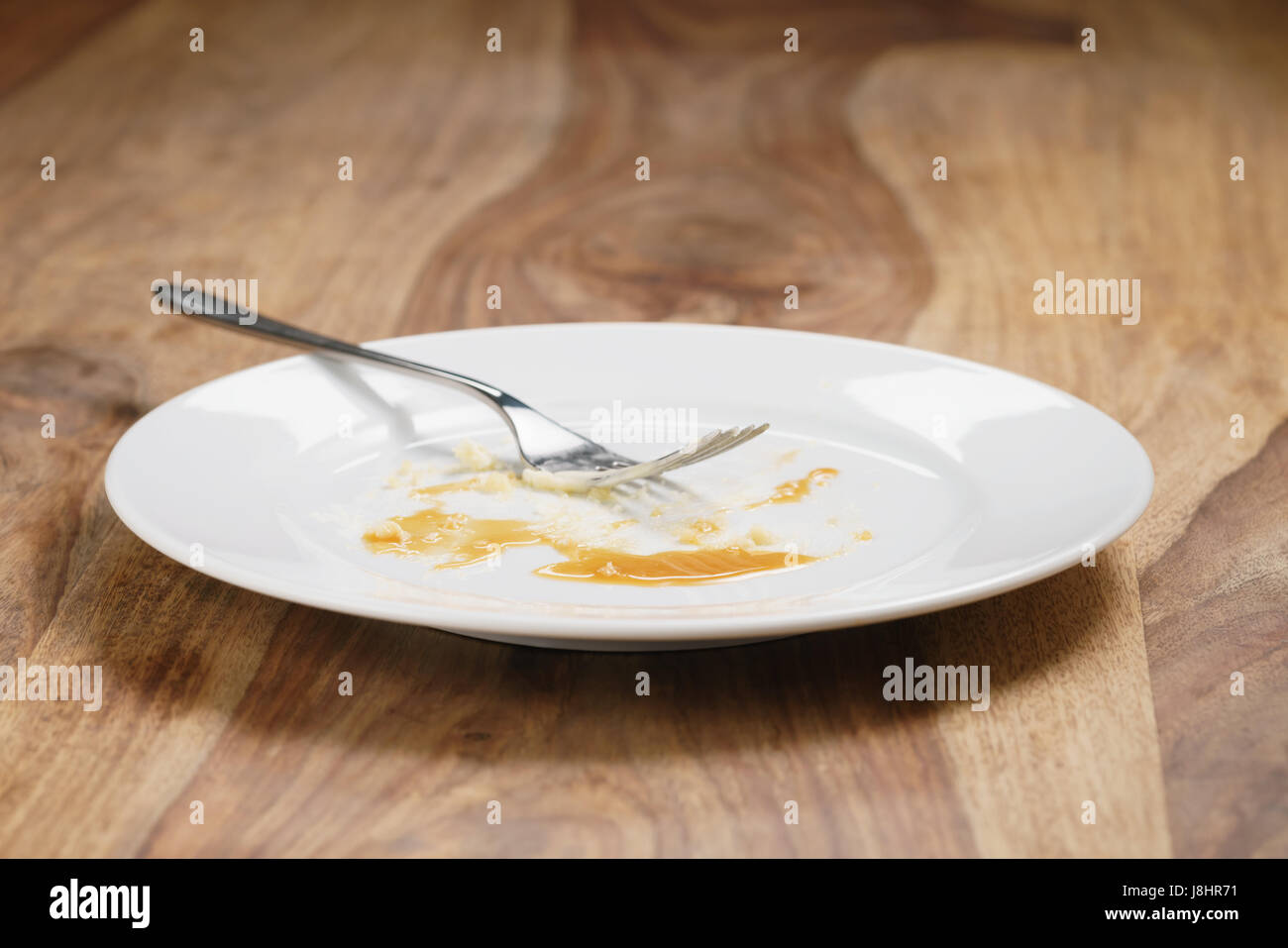 empty plate after eating cheesecake with caramel Stock Photo - Alamy