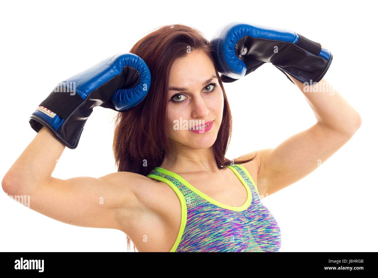 Sportive woman in boxing gloves Stock Photo - Alamy