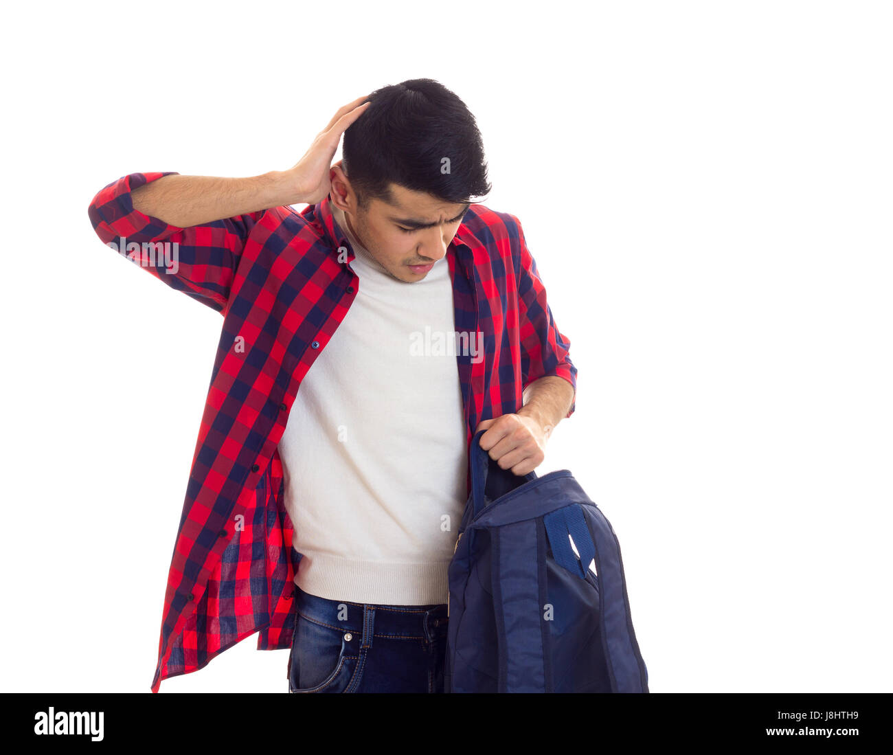 Young man with backpack Stock Photo - Alamy