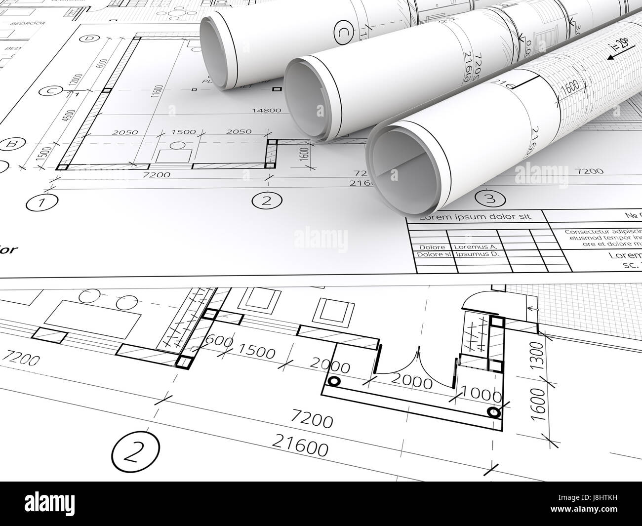 Generic Architectural blueprints, drawings and sketches. 3 Rolls. 3D ...