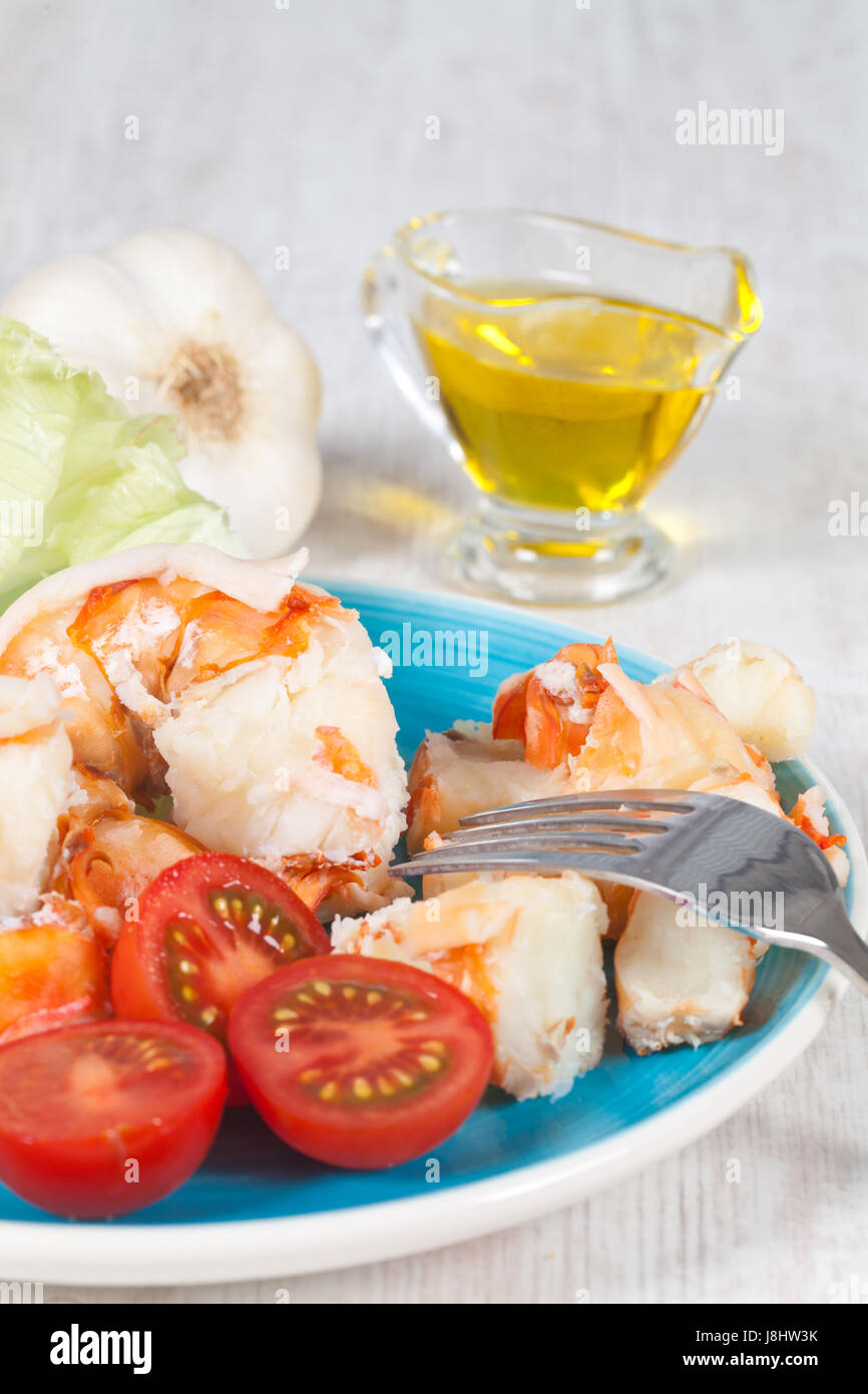 restaurant, shrimp, seafood, tails, slice, scampi, salad, restaurant ...