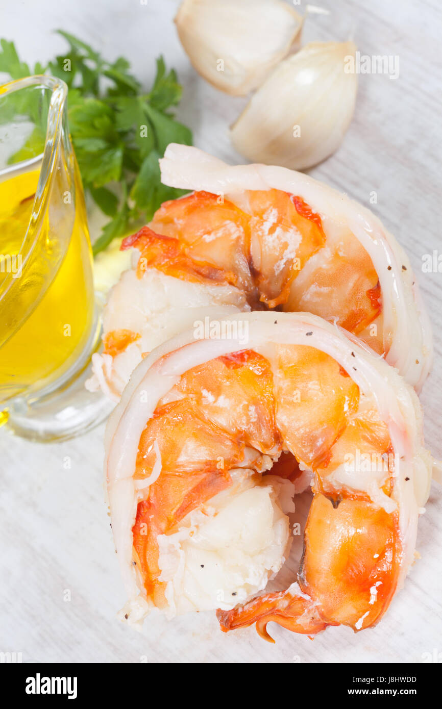 restaurant, shrimp, seafood, tails, slice, scampi, salad, restaurant ...