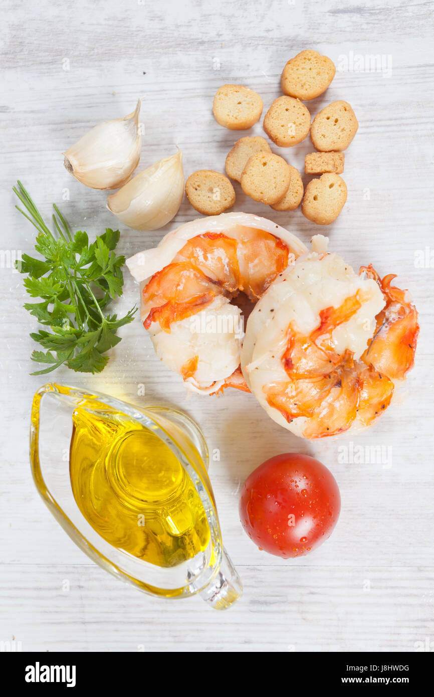 restaurant, shrimp, seafood, tails, slice, scampi, salad, restaurant ...