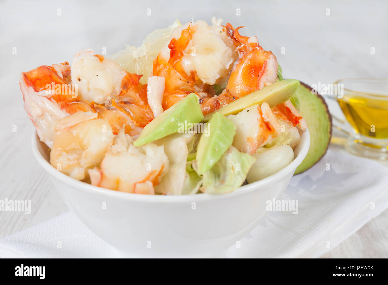 restaurant, shrimp, seafood, tails, slice, scampi, salad, restaurant ...