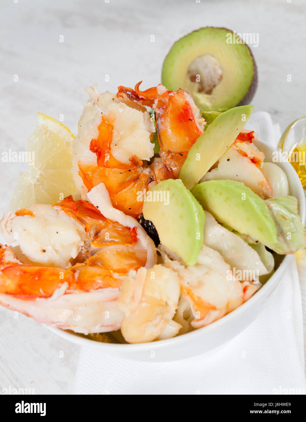 restaurant, shrimp, seafood, tails, slice, scampi, salad, restaurant ...