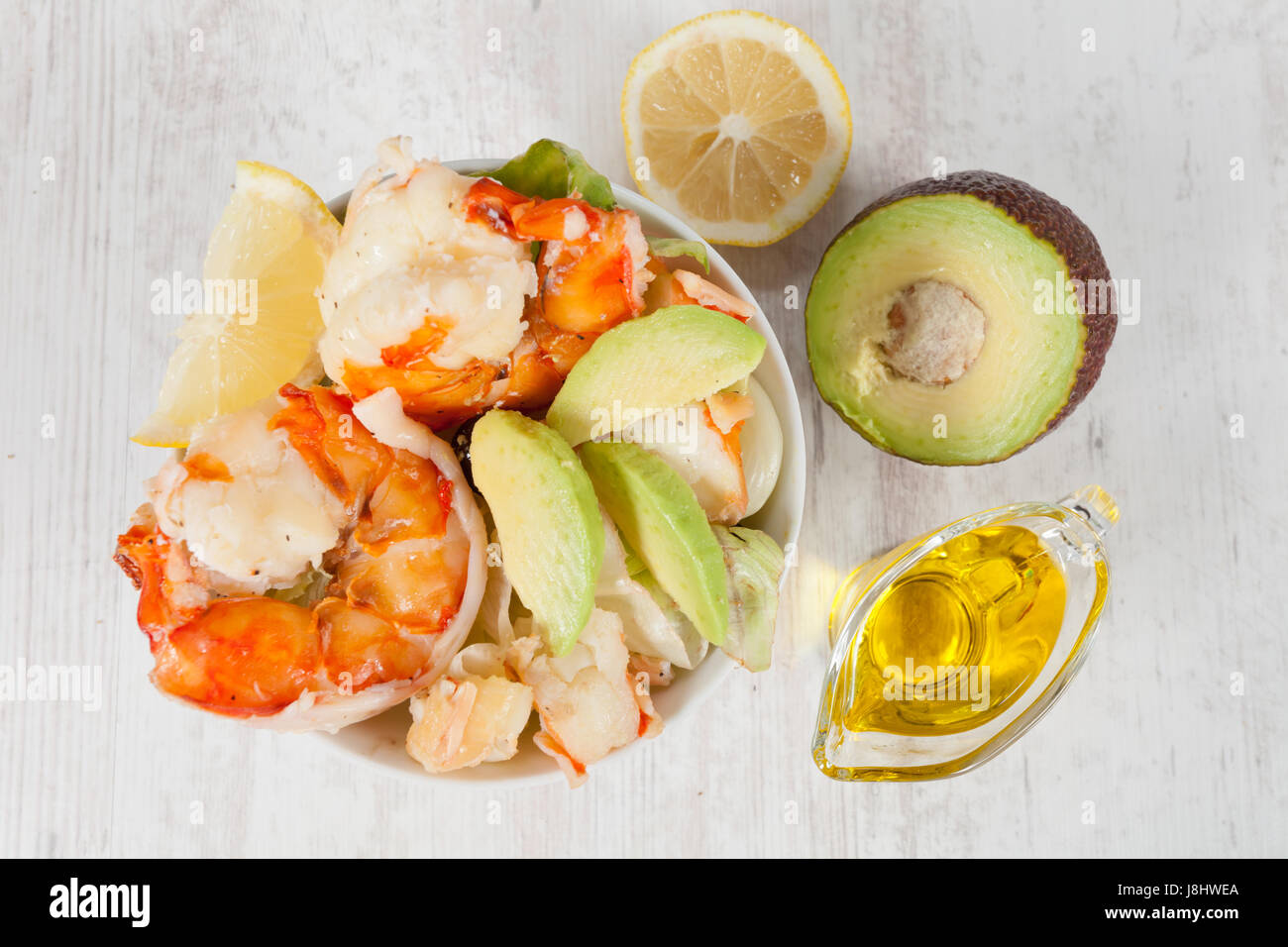 restaurant, shrimp, seafood, tails, slice, scampi, salad, restaurant ...