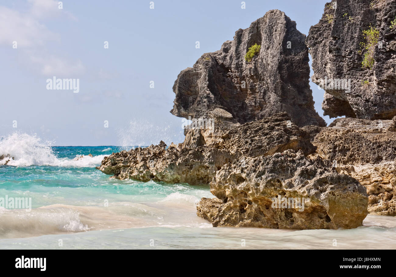 bay, tropical, horseshoe, boulder, boulders, bermuda, salt water, sea ...