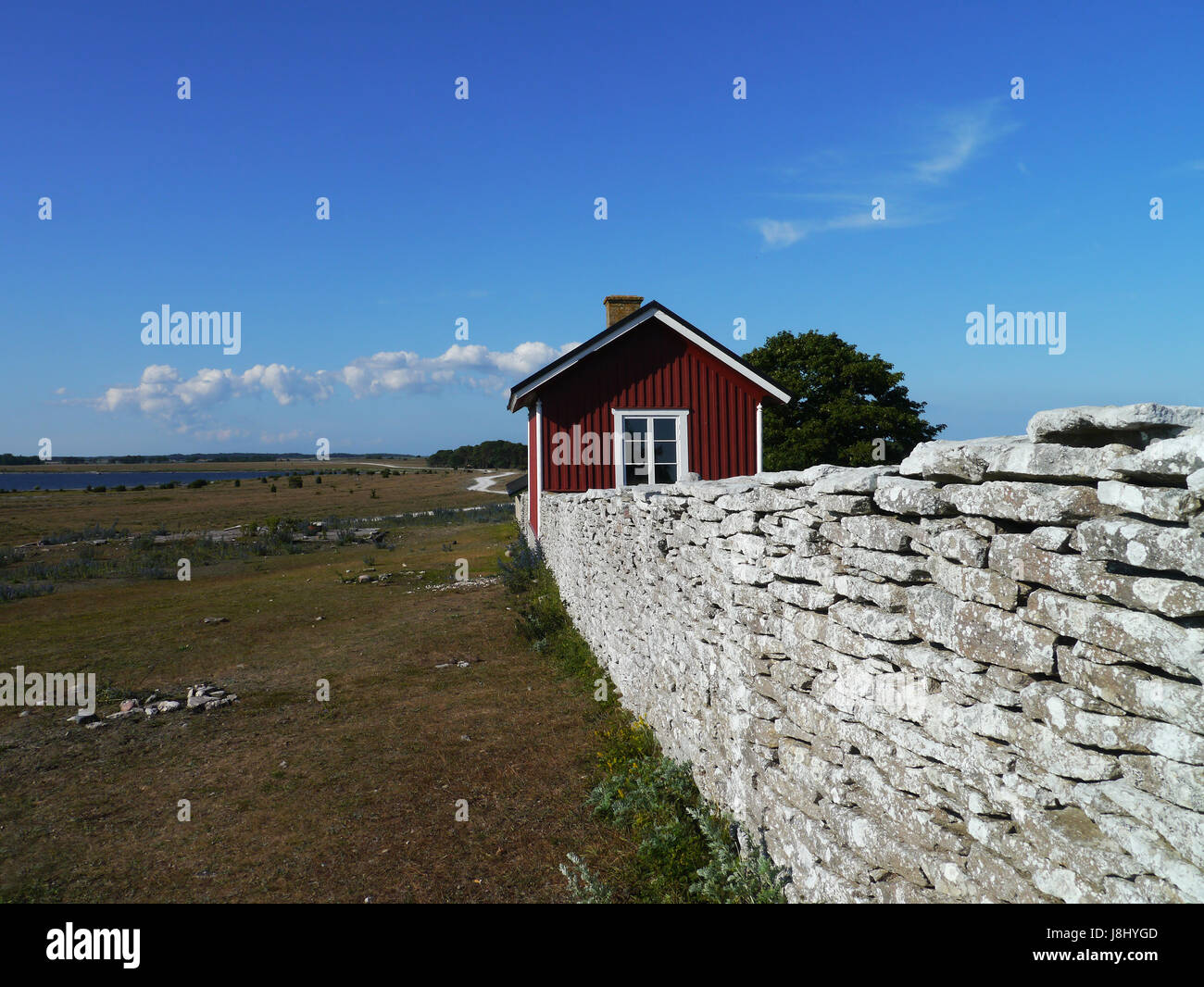 sweden, framehouse, stonewall, scenery, countryside, nature, sweden ...
