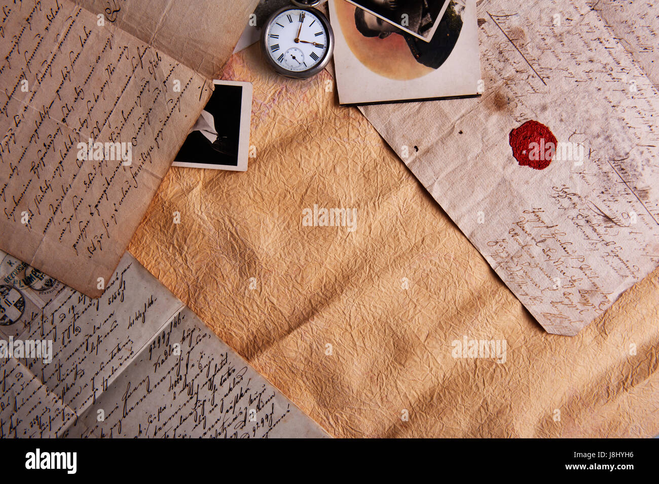 clock, vintage, letters, photos, still life, write, wrote, writing ...