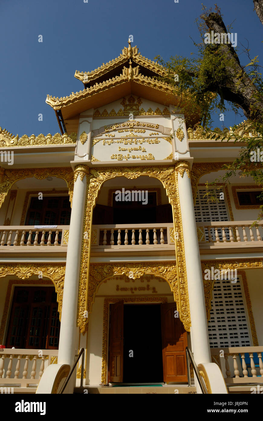 asia, facade, monastery, myanmar, convent, burma, blue, house, building ...