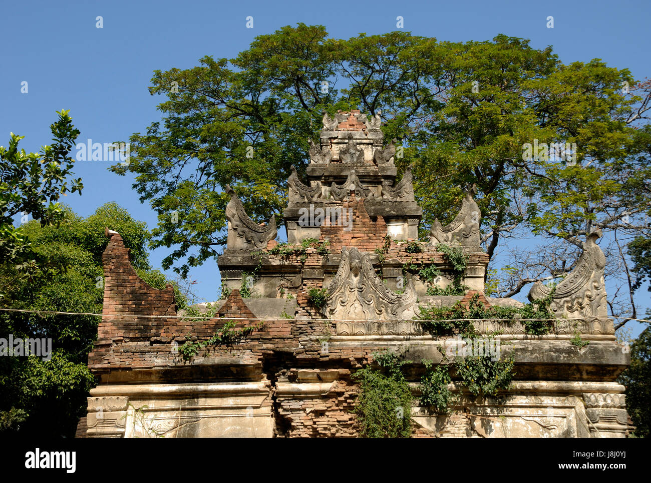 asia, ruin, myanmar, burma, blue, tree, green, brown, brownish ...