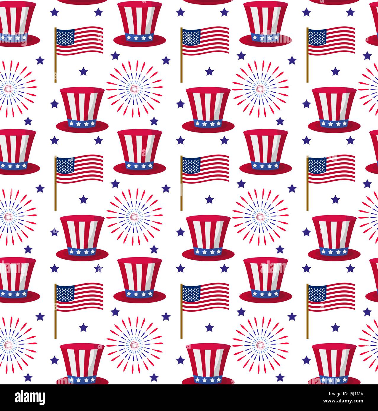 Independence Day of America seamless pattern. July 4th an endless ...