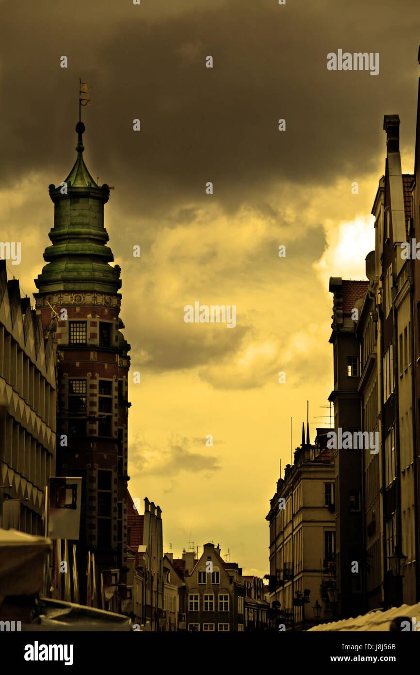 city, town, sepia, vintage, style of construction, architecture ...