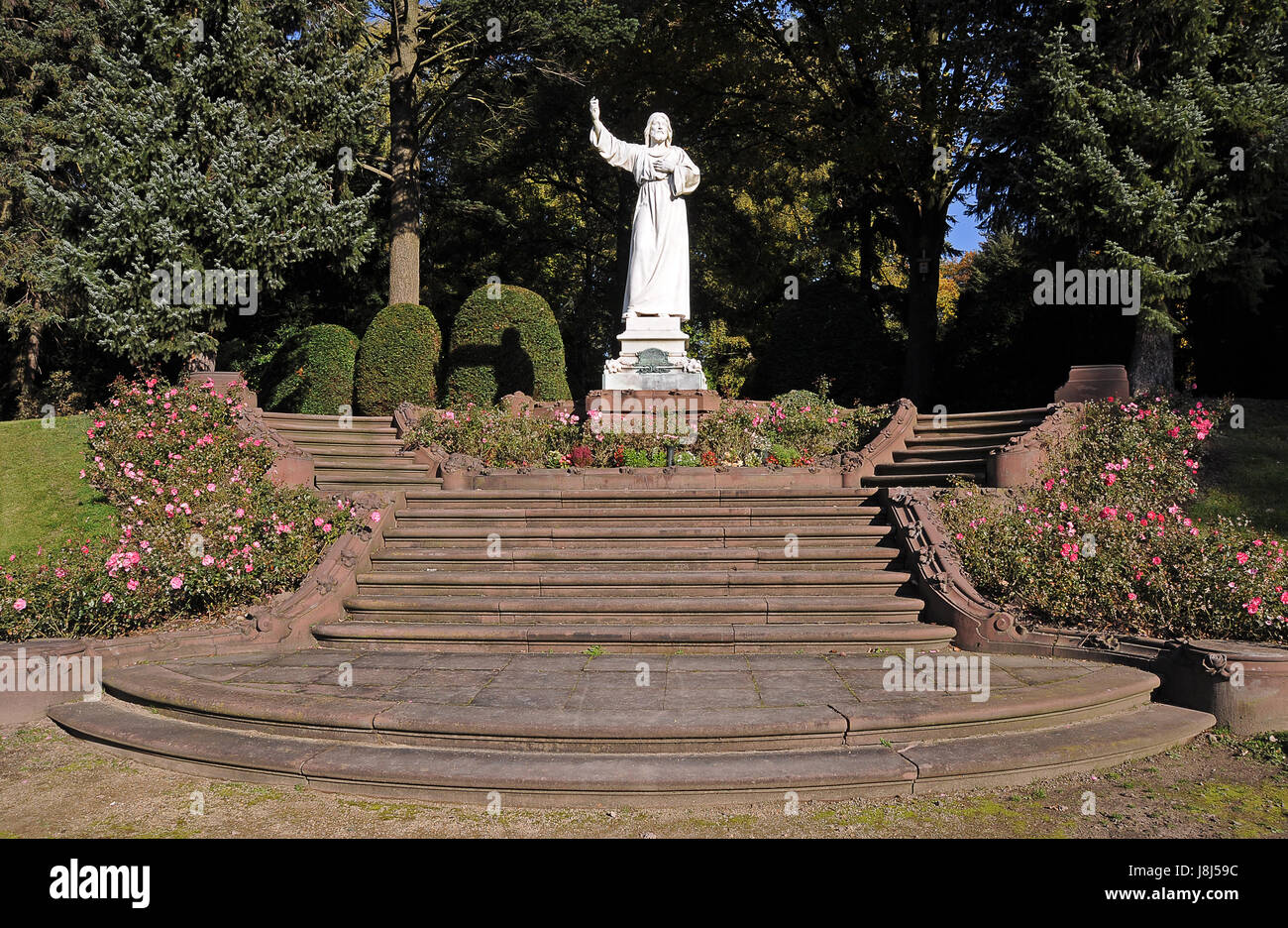 statue, cemetery, christ, saviour, jesus, stairs, religion, belief ...