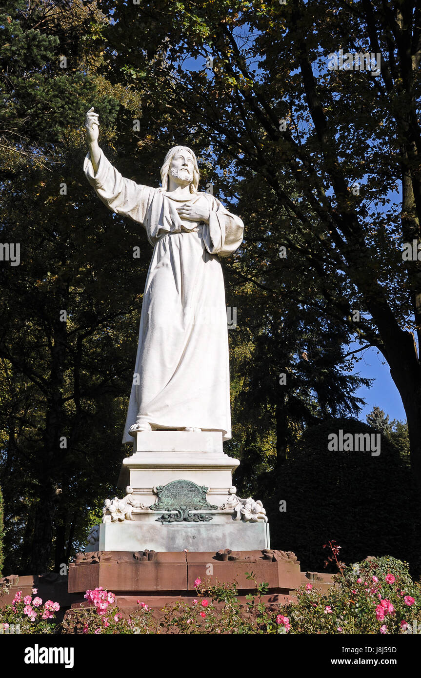 statue, cemetery, christ, saviour, jesus, stairs, religion, belief ...