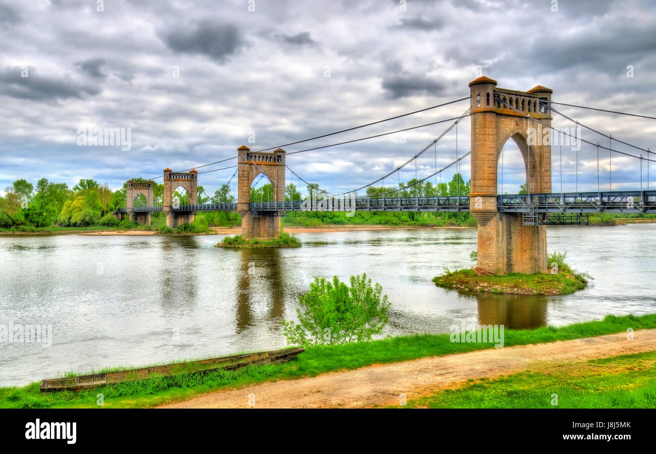 Suspension Bridge spanning the Loire in Langeais, France Stock Photo ...