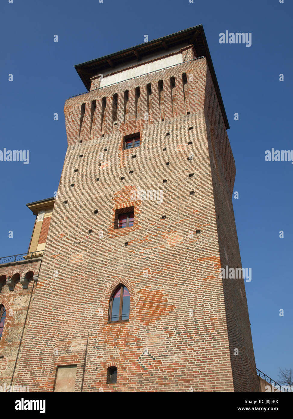 tower, medieval, castle, chateau, tower, wall, brick, italian, medieval ...