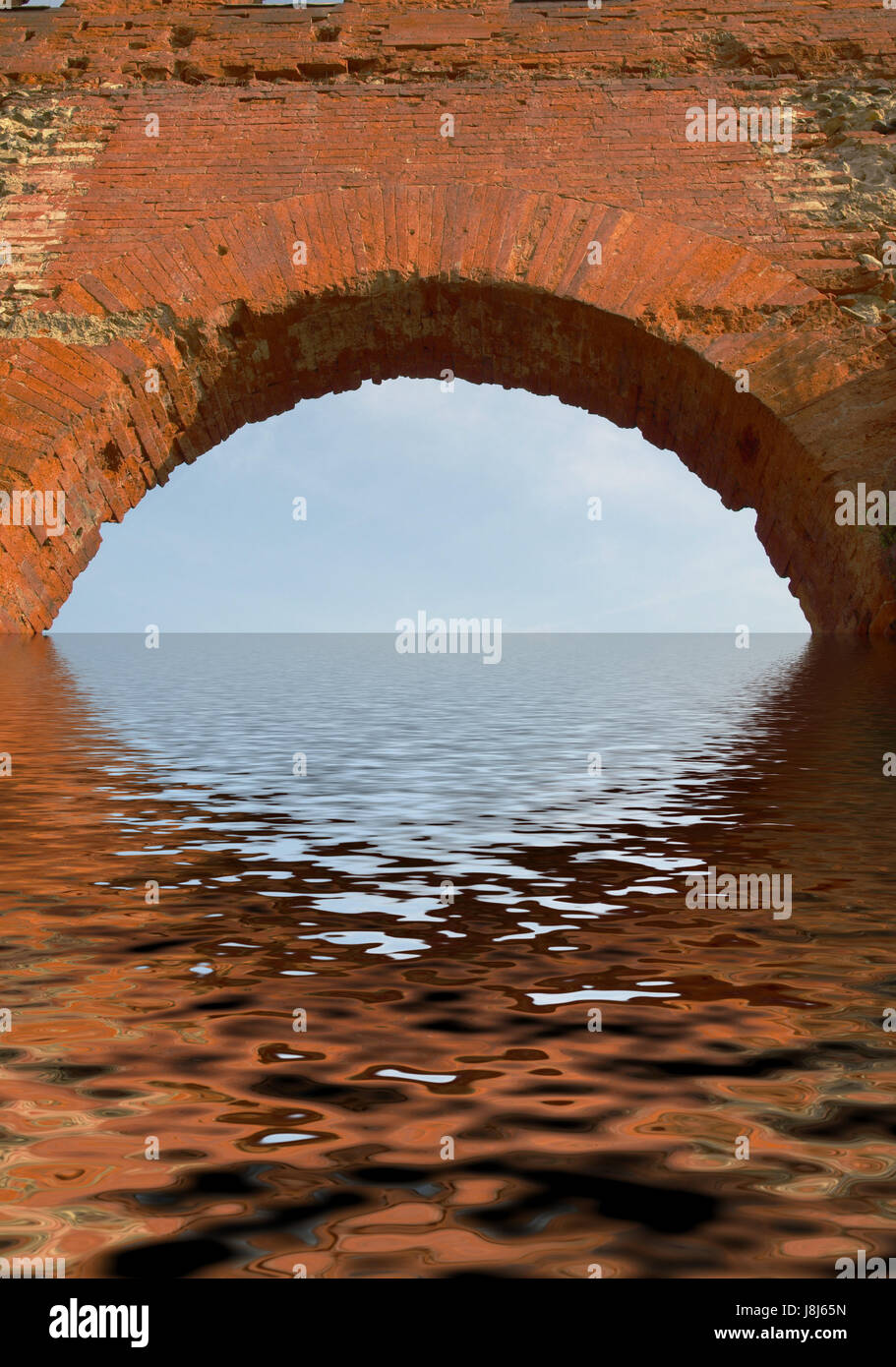 arch, ruins, roman, reflected, atlantis, salt water, sea, ocean, water ...