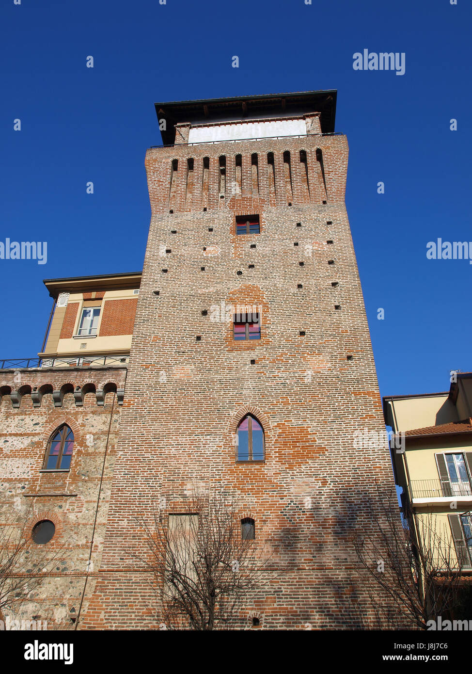 tower, medieval, castle, chateau, tower, wall, brick, italian, medieval ...