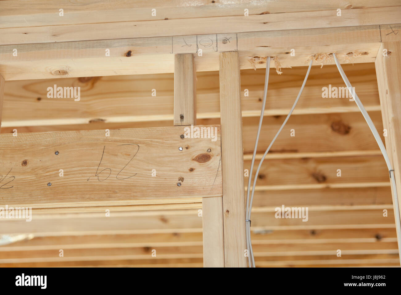 New home framing with electrical wires Stock Photo - Alamy