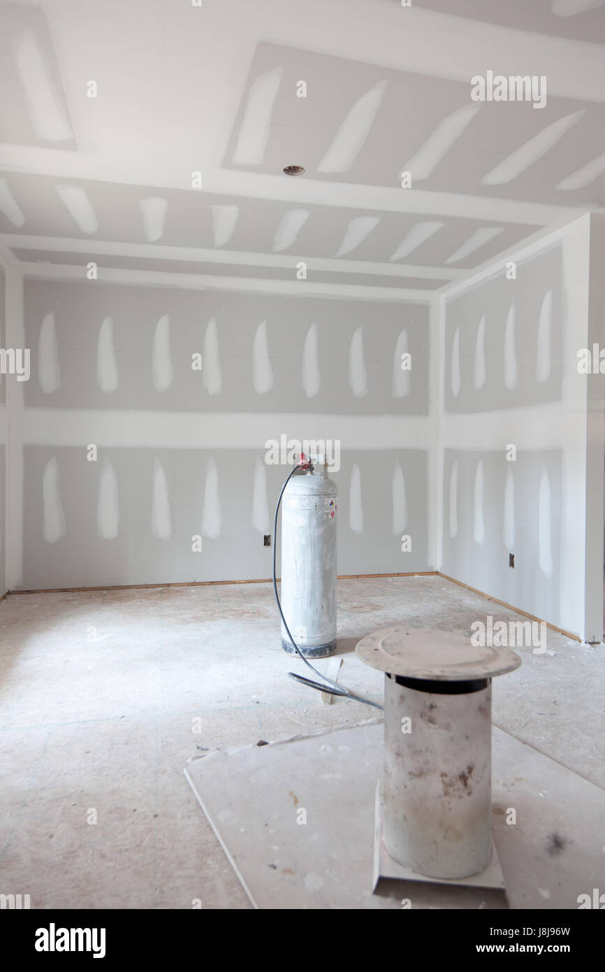 new home under construction - the sheetrock is up and mudded Stock ...
