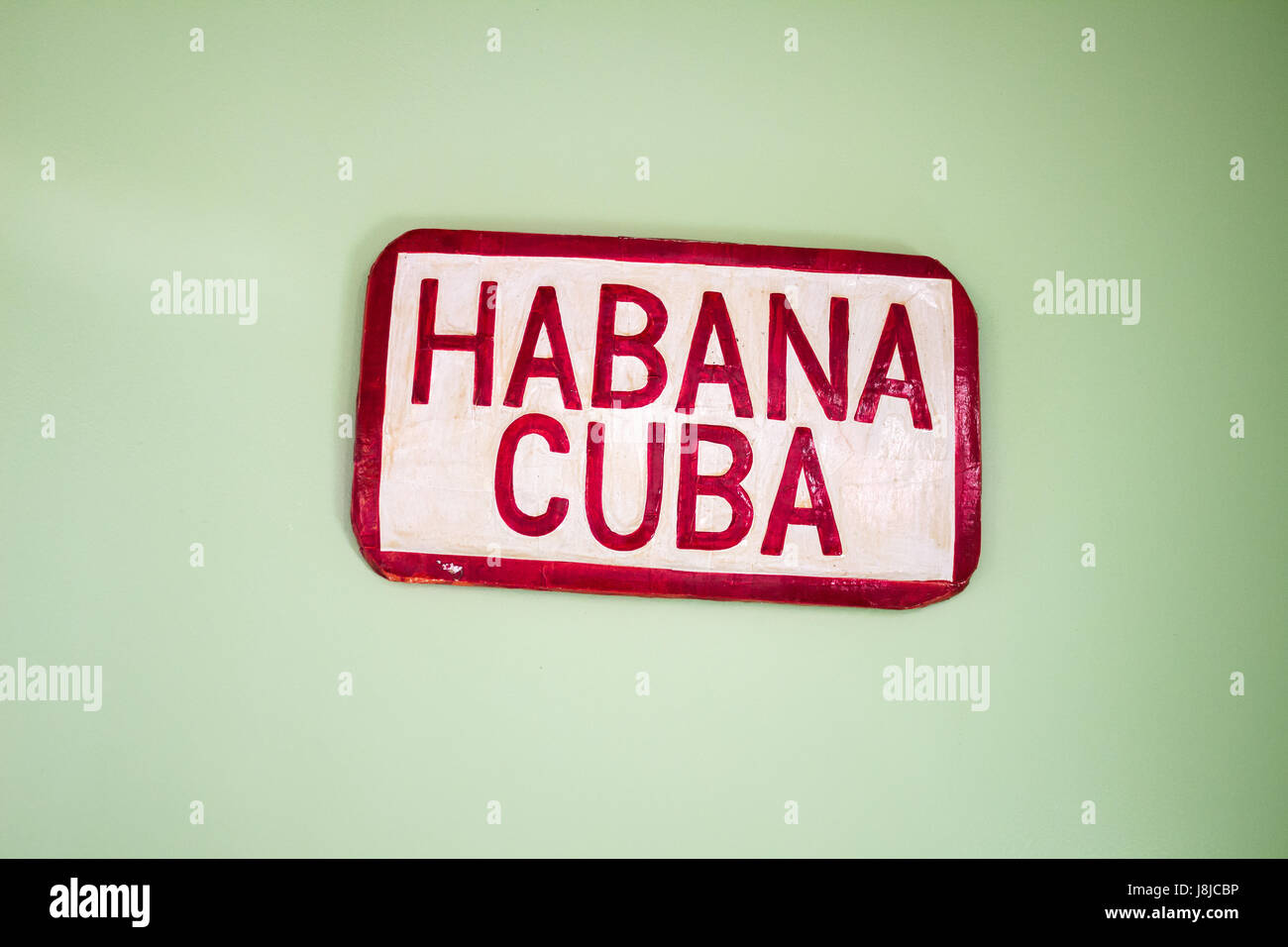 Havana, Cuba letter sign hangging on a light green wall Stock Photo - Alamy